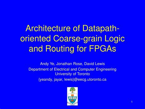 Ppt Architecture Of Datapath Oriented Coarse Grain Logic And Routing For Fpgas Powerpoint
