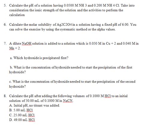 Solved Calculate The PH Of A Solution Having 0 0500 M NH 3 Chegg Com