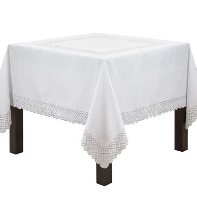 Saro Lifestyle Tablecloth With Braid Embroidered Design 70 Silver