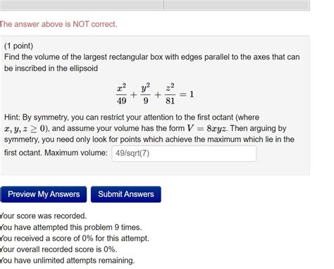solved 1 ﻿point find the volume of the largest rectangular