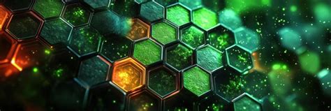 Abstract Green Hexagon Pattern With Glowing Particles Premium Ai Generated Image
