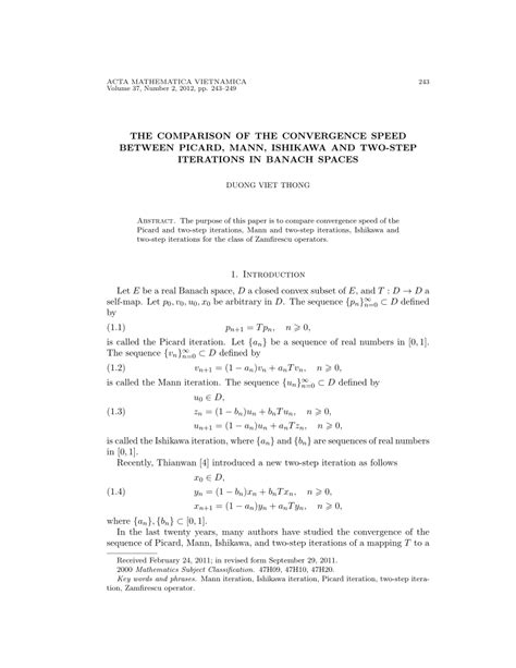 Pdf The Comparison Of The Convergence Speed Between Picard Mann