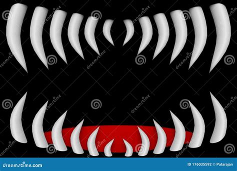 3d Rendering Scary Halloween Monster Devil Tooth On Black Background