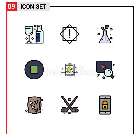 9 Thematic Vector Filledline Flat Colors And Editable Symbols Of Video User Id Flask File
