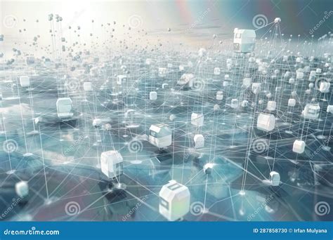 Interconnected Network Illustration With Blue Technology Theme