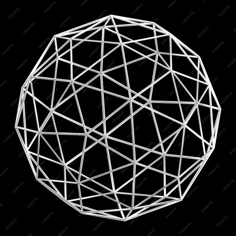 Premium Photo 3d Wireframe Outline Polygon Sphere Globe Shape