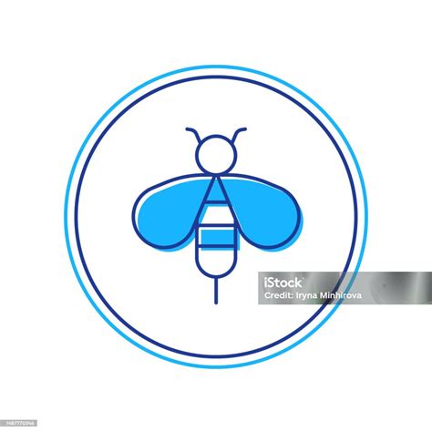 흰색 배경에 격리 된 윤곽선 꿀벌 아이콘 달콤한 천연 식품 날개 기호가있는 꿀벌 또는 Apis 비행 곤충 벡터 가득 찬에 대한 스톡 벡터 아트 및 기타 이미지 Istock