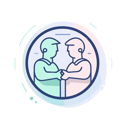 악수하는 두 사람 벡터 흰색 배경에 파트너 작업을 묘사하는 직계 아이콘 Flaticon 및 드리블에 의한 벡터 일러스트