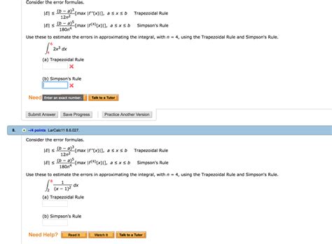 solved consider the error formulas max f x l] asxsb
