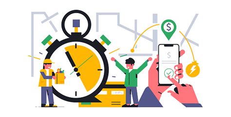 집에 온라인 음식 배달 서비스 택배기사가 음식배달사에 도착했습니다 성공적인 온라인 결제 전화 응용 프로그램 손 터치 지도 거리 스톱 워치 은행 카드 벡터 일러스트레이션