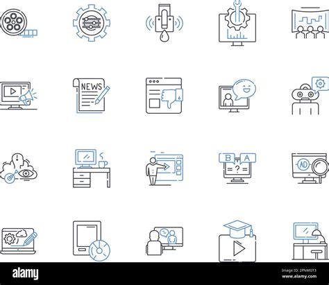 Multimedia Enterprise Line Icons Collection Creative Interactive Innovative Digital Dynamic