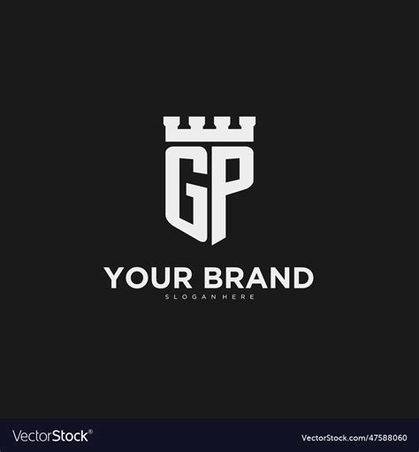 Initials Gp Logo Monogram With Shield Royalty Free Vector