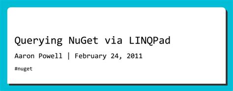 Querying Nuget Via Linqpad