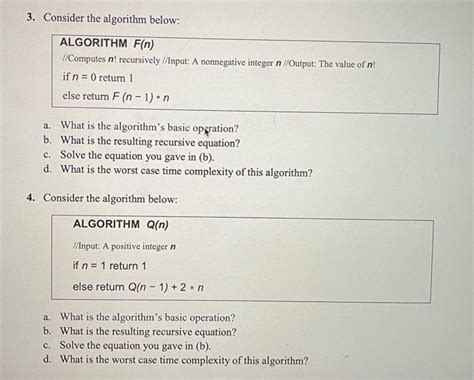 Solved Algorithm Fn Computes N Recursively Input A