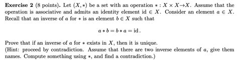 Solved Exercise Points Let X Be A Set With An Chegg Com
