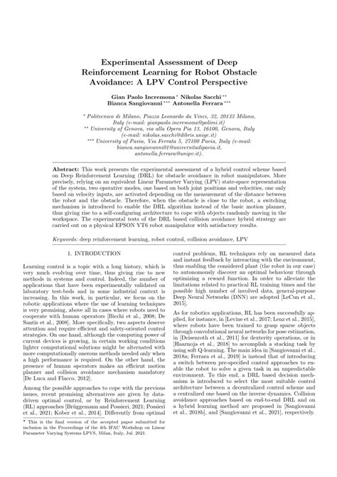 Pdf Experimental Assessment Of Deep Reinforcement Learning For Robot