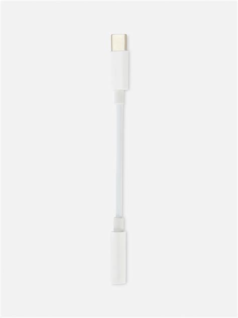 White USB C Audio Jack Adaptor Cable Primark