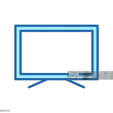 Tv Set With Wide Monitor Line Icon Television Led Display Color Pictogram Lcd Electronic