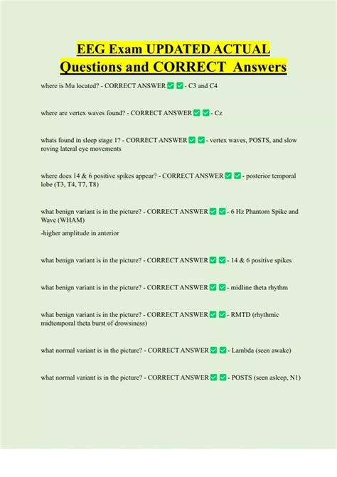 Eeg Exam Updated Actual Questions And Correct Answers Eeg Stuvia Us