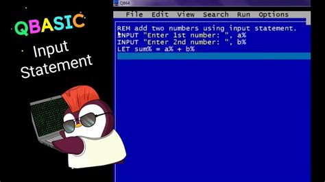 How To Use Input Statement In Qbasic Qbasic Learning Tutorial Youtube