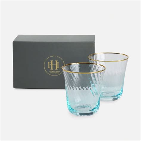 Shop Set Of 2 Light Blue Textured Drinking Glasses At Best Price