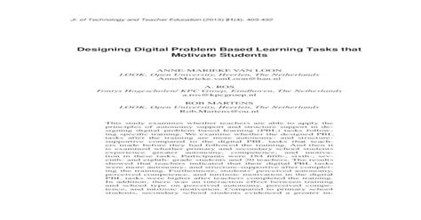 pdf designing digital problem based learning tasks that designing