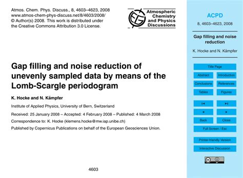 Pdf Gap Filling And Noise Reduction Of Unevenly Sampled Data By Means Of The Lomb Scargle