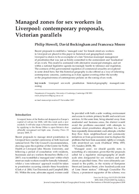 Pdf Managed Zones For Sex Workers In Liverpool Contemporary Proposals Victorian Parallels