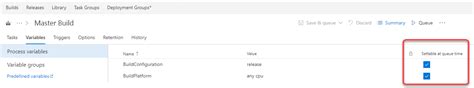 Azure Devops Set Build Process Parameters At Queue Time Stack Overflow