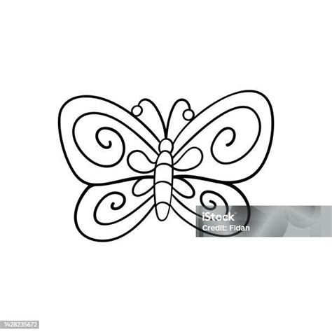 나비의 고립 된 벡터 일러스트레이션 디자인 커버 등을위한 귀여운 얇은 선 아이콘 곤충에 대한 스톡 벡터 아트 및 기타 이미지 곤충 나비 날기 Istock