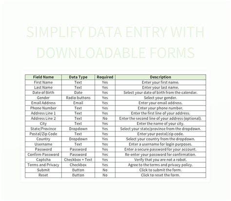 Free Data Entry Form Templates For Google Sheets And Microsoft Excel Slidesdocs