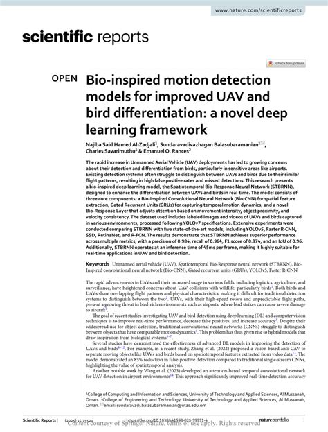 Pdf Bio Inspired Motion Detection Models For Improved Uav And Bird