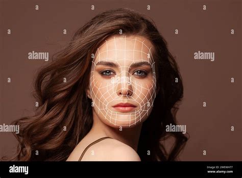 Face Lift Anti Aging Lines On Young Female Face Graphic Lines Showing Facial Lifting Effect On