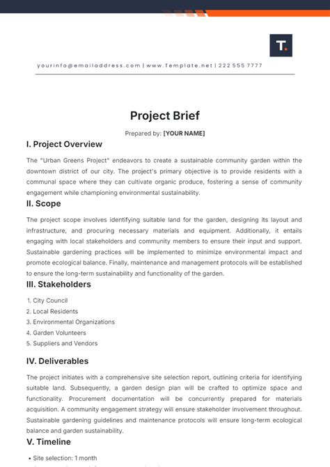 Free Team Brief Template To Edit Online