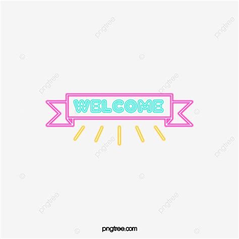 Simple Neon Sign에 오신 것을 환영합니다 환영 클립 아트 어서 오십시오 라이트 보드 Png 일러스트 및 Psd