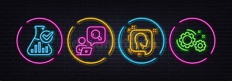 Inspect Head And Chemistry Lab Minimal Line Icons For Web Application Printing Neon Laser 3d