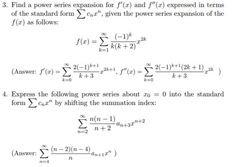 Solved 3 Find A Power Series Expansion For F X And F X