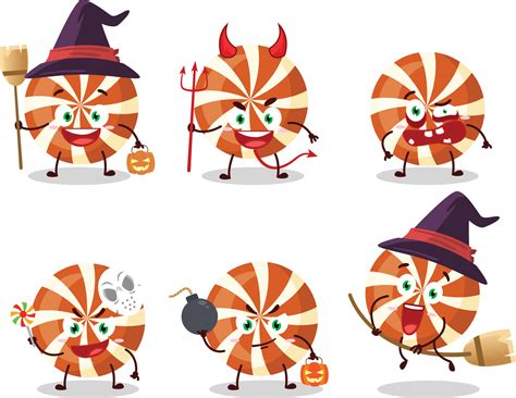 Halloween Expression Emoticons With Cartoon Character Of Spiral Candy 22213030 Vector Art At