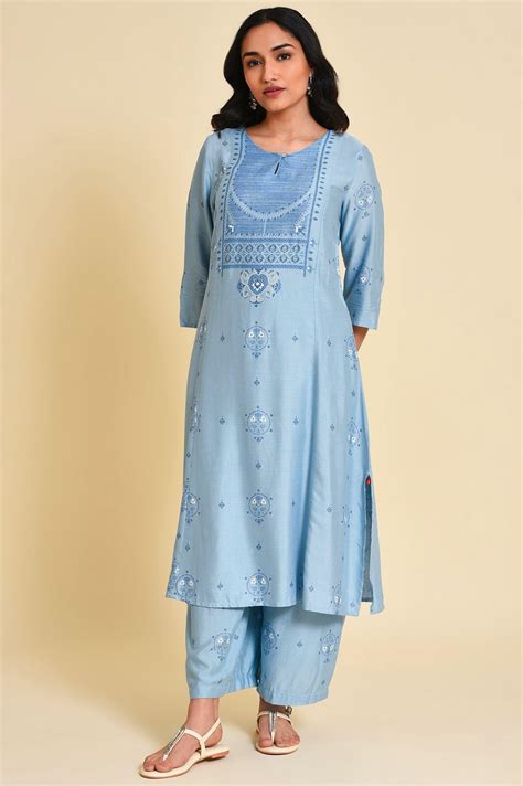 Buy Blue Printed Kurta Co Ord Set 3999 W For Woman Wforwoman
