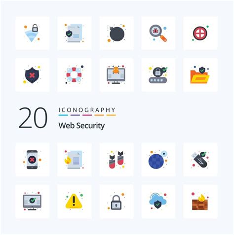 20 Web Security Flat Color Icon Pack Like Security Protection Attack