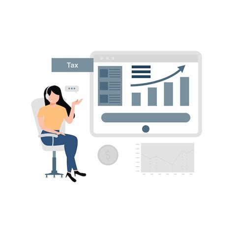 Premium Vector The Girl Is Looking At The Tax Graph