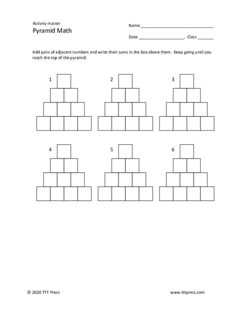 Fillable Online Education World Work Sheet Library Pyramid Math Fax