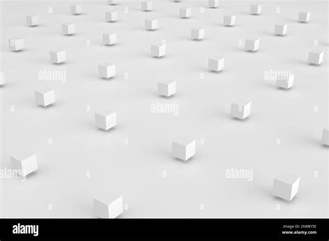 Levitating Cubes On White Background Abstract 3d Rendering Of Geometric Shapes Minimalistic