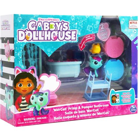 Gabby S Dollhouse Mercat Primp And Pamper Bathroom Playset With Figure Ages