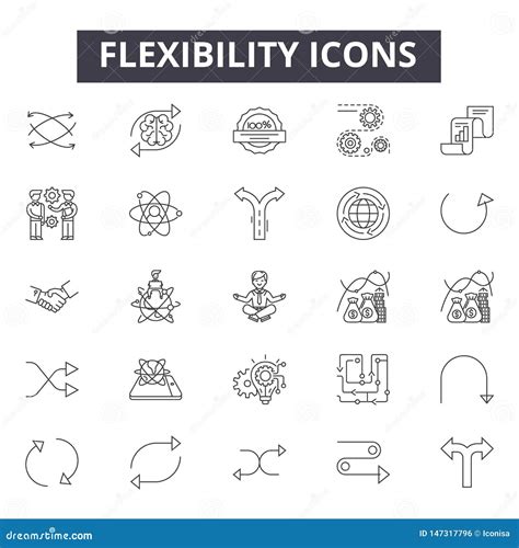 Flexibility Line Icons Signs Vector Set Linear Concept Outline Illustration Stock Vector
