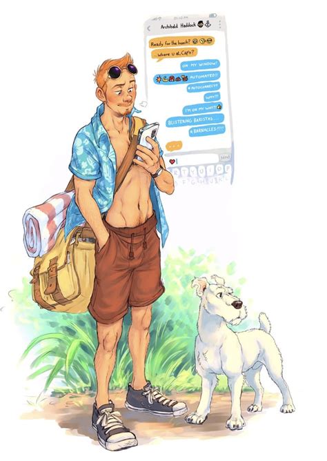 Tintin Inviting Captain Haddock On A Trip To The Beach Hadsbae R