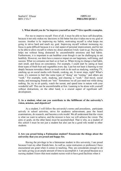 Ellazar Prelims Quiz 1 Sealtiel C Ellazar Vrts 111 Bsn 2 Ya 7