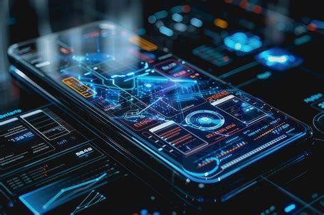 Premium Photo Smartphone A Transparent Display Shows User Interface Components UX UI