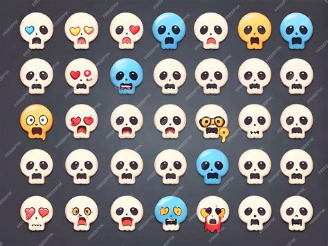 Skull Emojis Set Premium Ai Generated Vector
