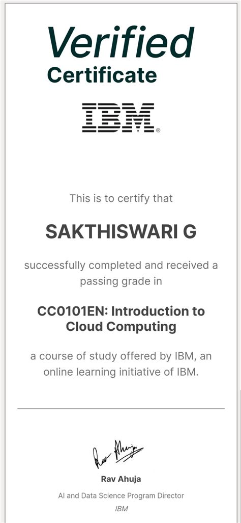Completed Introduction To Cloud Computing Course By Ibm G